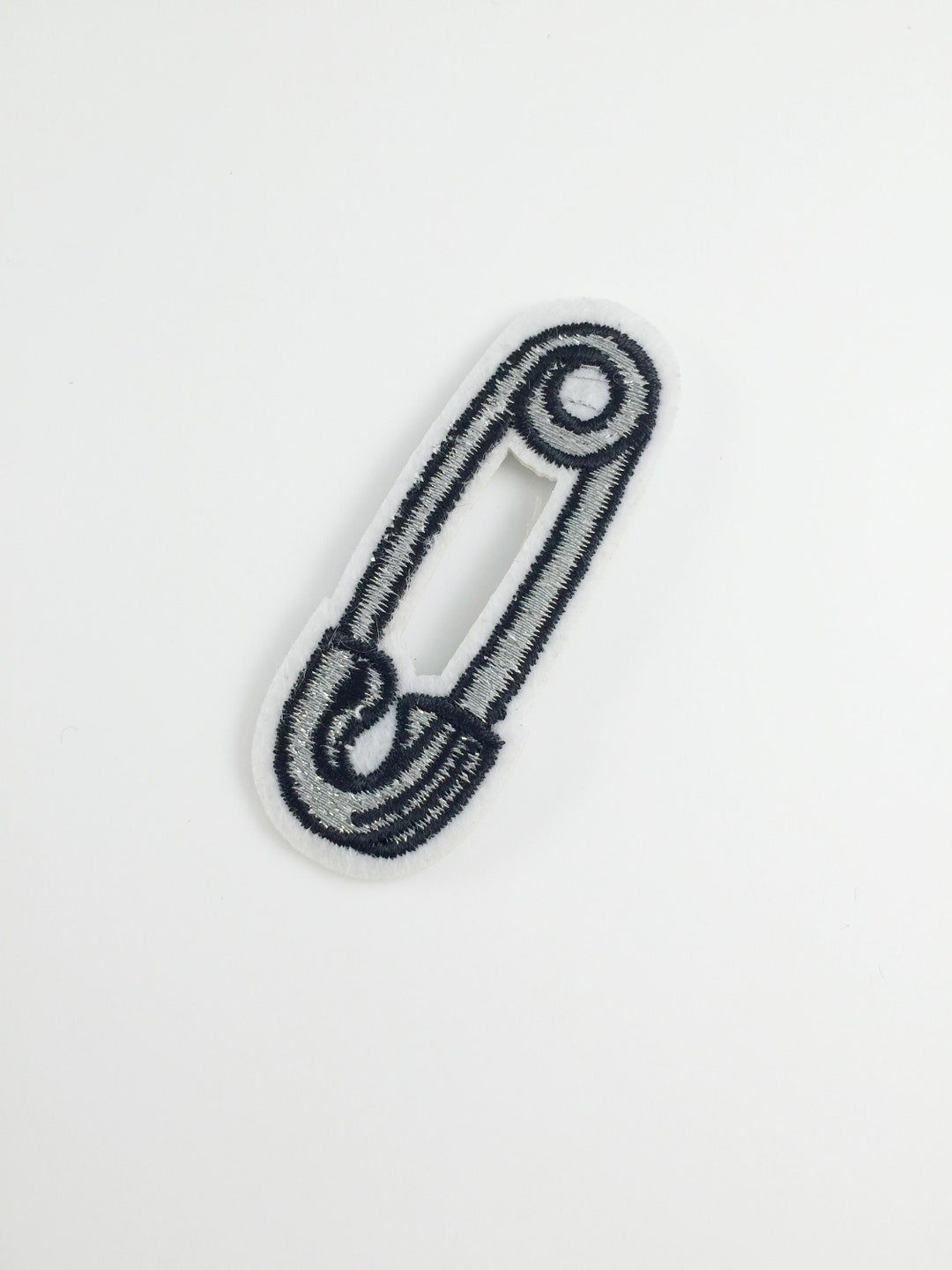 Silver Safety Pin Iron-on Patch, Embroidered Safety Pin Badge, Safety ...