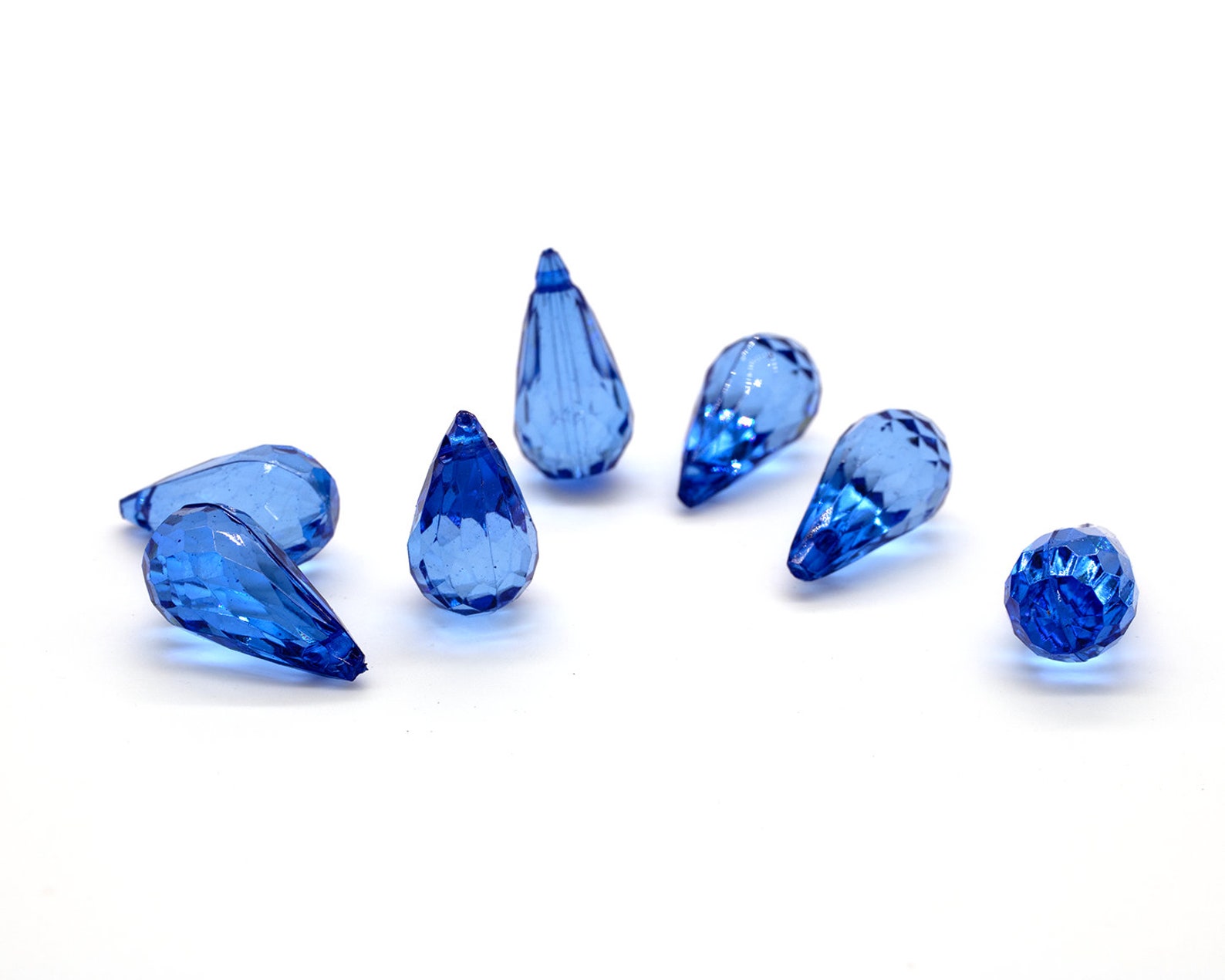 40 X Shatterproof Blue Crystal Teardrop Beads 9x17mm Faceted Drop Beads ...