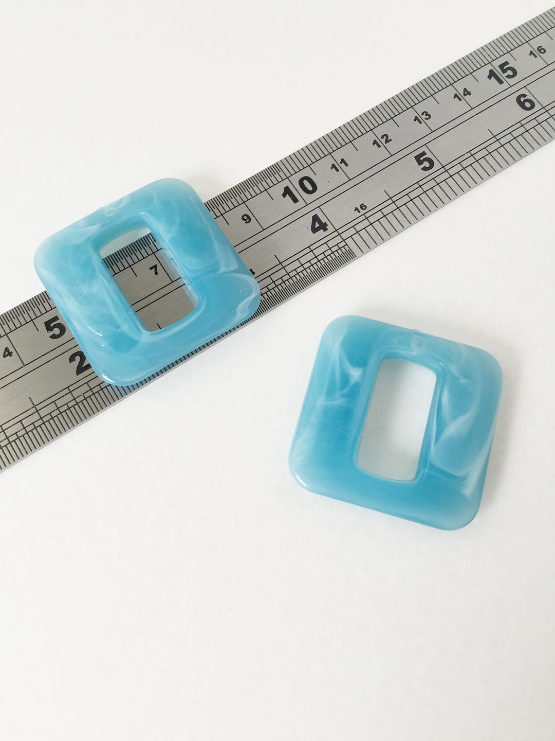 4 X Puffy Square Pendants, Sky Blue Open Square Acrylic Pendants, DIY ...