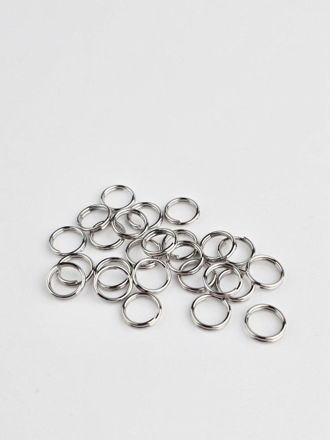 50 X 8mm Stainless Steel Split Rings, Silver Tone Double Wire Jump ...