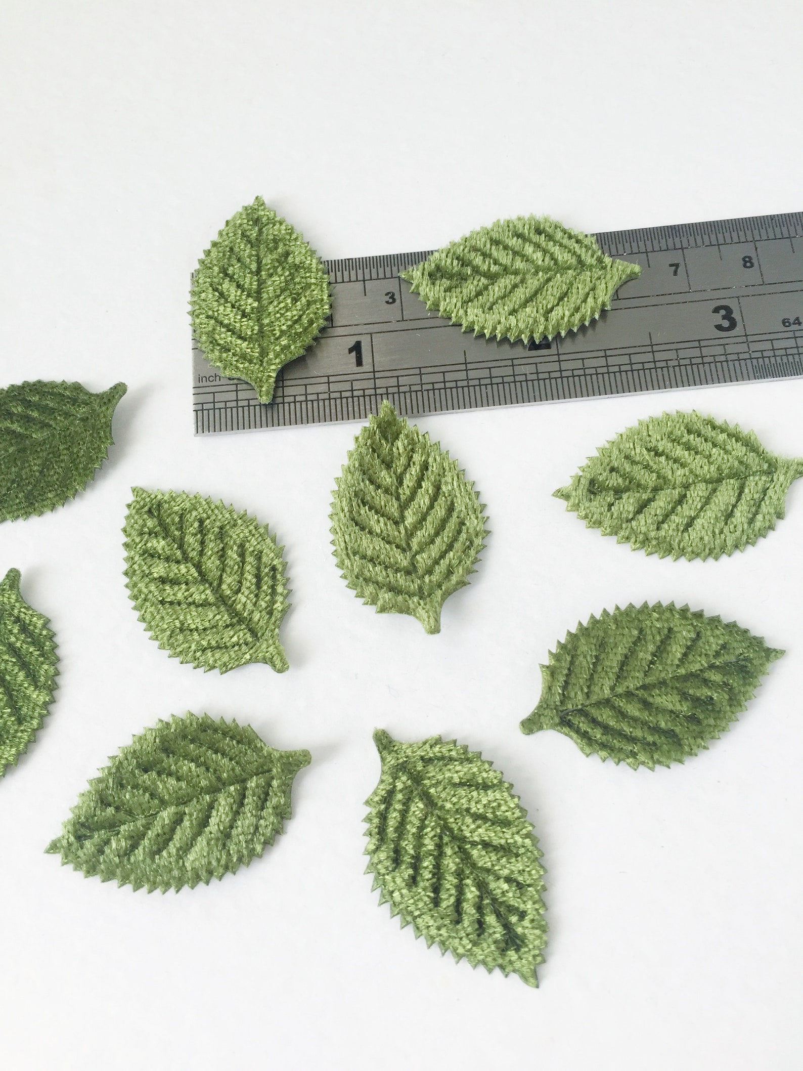 10 X Green Velvet Leaves Green Leaf Patches Millinery Leaf Headpiece ...