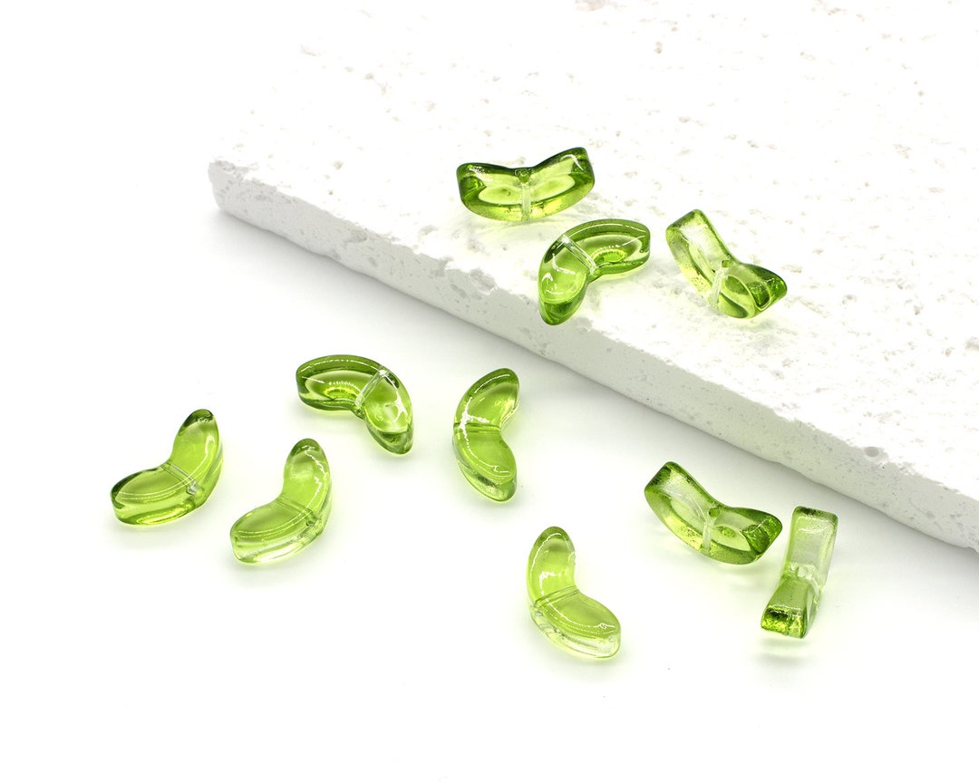 20 X Double Leaf Shaped Glass Beads, Small Leaf Shaped Charms for DIY ...