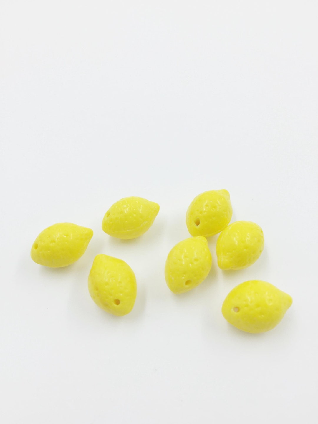 4 X Opaque Yellow Glass Lemon Beads, Czech Glass Lemon Beads, 10x15mm ...