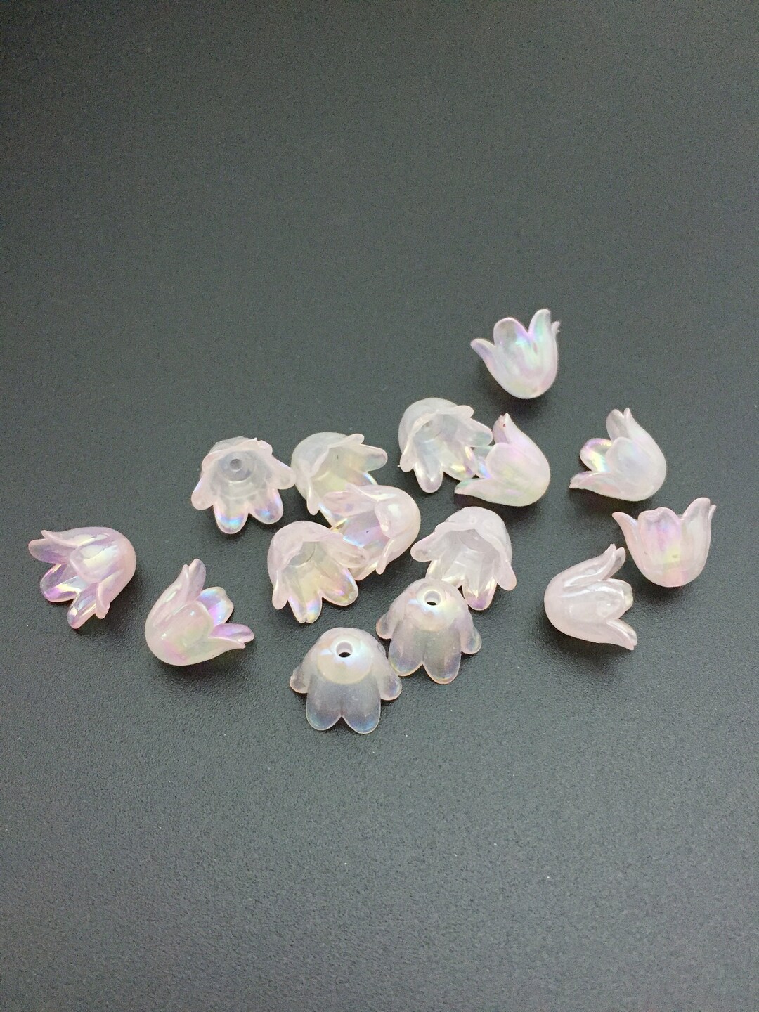 40 X AB Light Pink Bell Shaped Flower Beads, Acrylic Flowers - Etsy