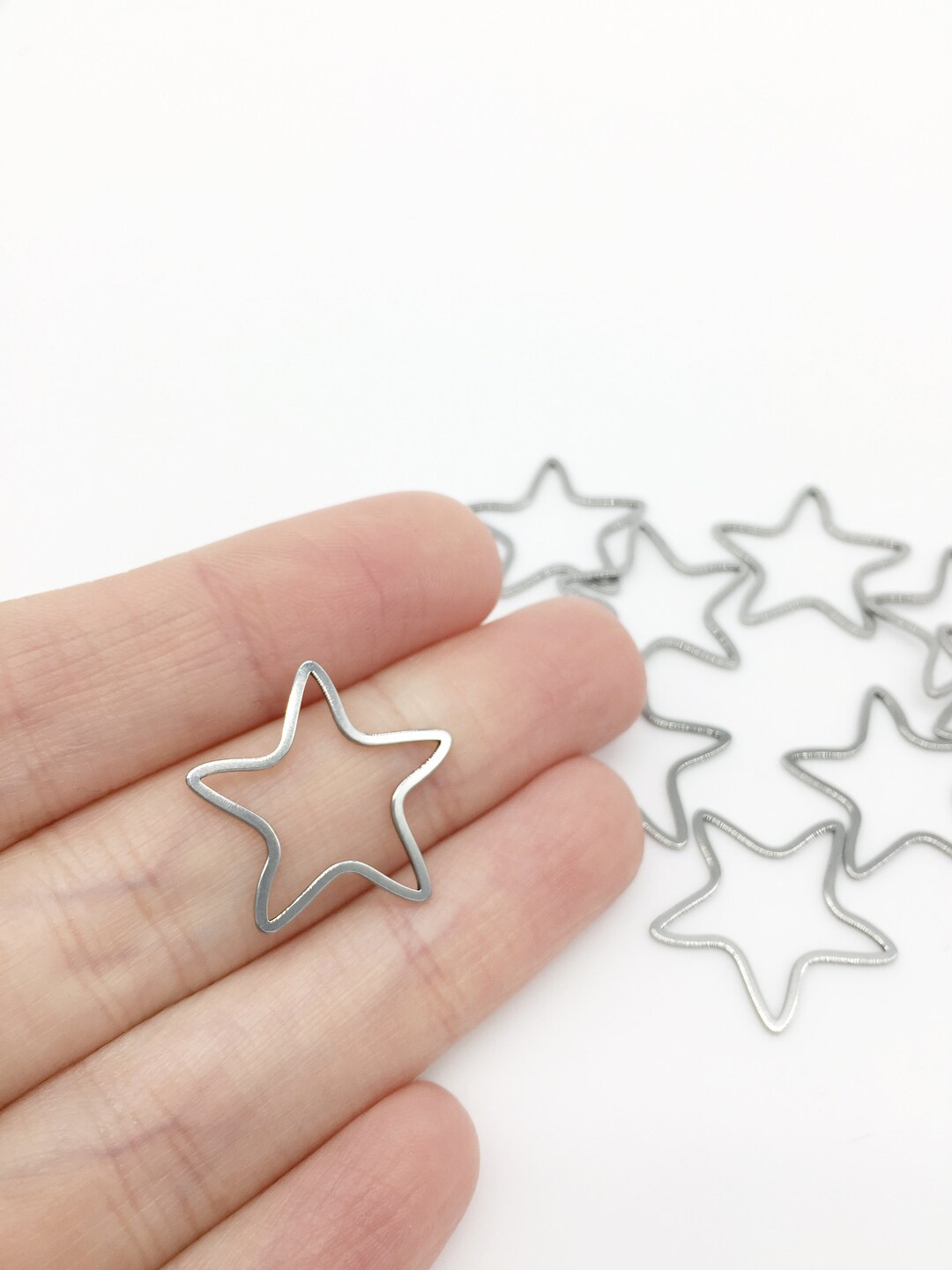 8 X Stainless Steel Star Connectors, Silver Tone Star Links, 21mm Star ...