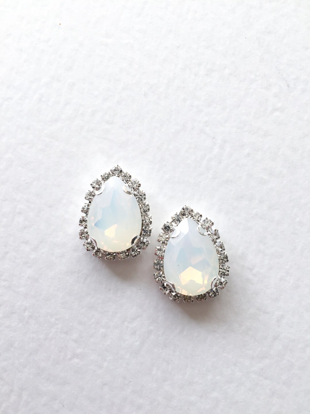 2 X Pear Shaped White Opal Rhinestone Opal Diamante Embellishment Tiara ...