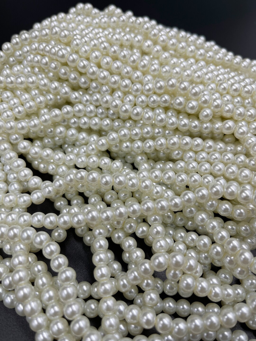 1 Strand X 6mm Ivory Pearl Beads, Glass Pearls Beads, 31 Inch Strand - Etsy