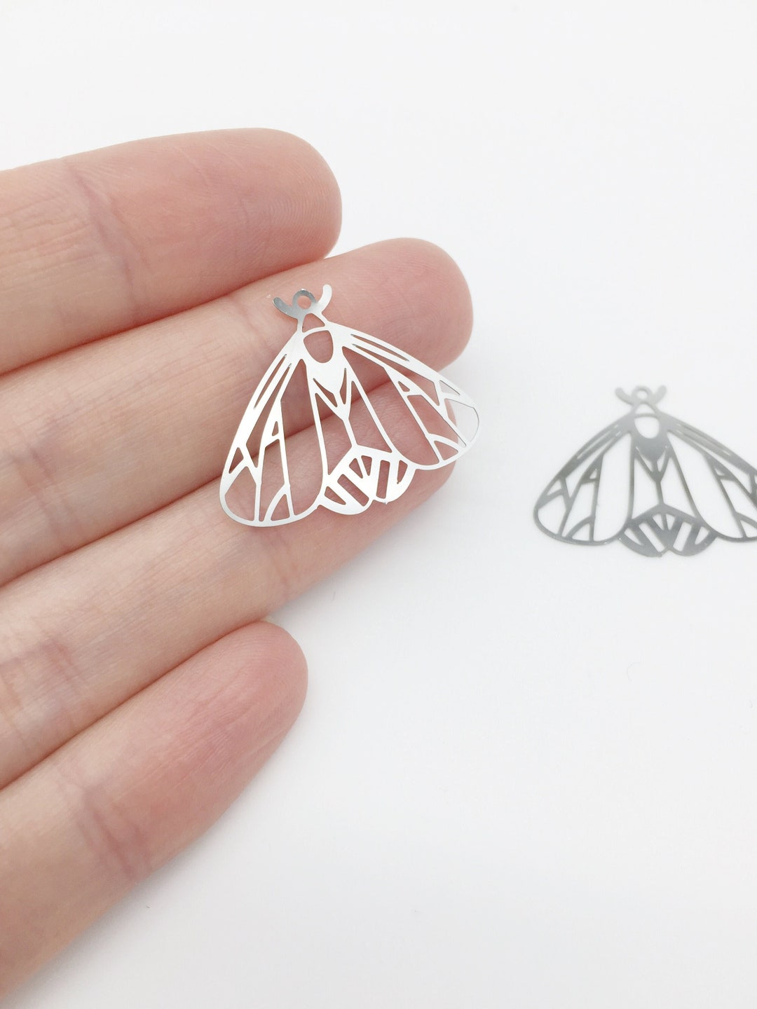 8 X Stainless Steel Moth Pendants, Filigree Butterfly Pendants, Laser ...