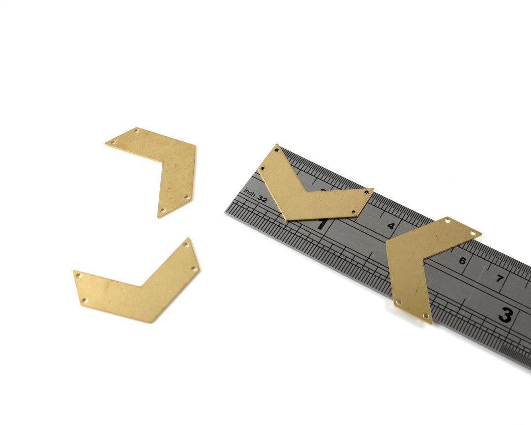 4 X Raw Brass Chevron Connectors, Brass Pendants, Geometric Links ...