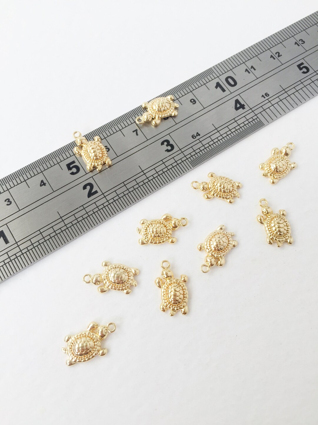 2 X Real Gold Plated Turtle Charms, Gold Turtle Charms, Detailed Turtle ...