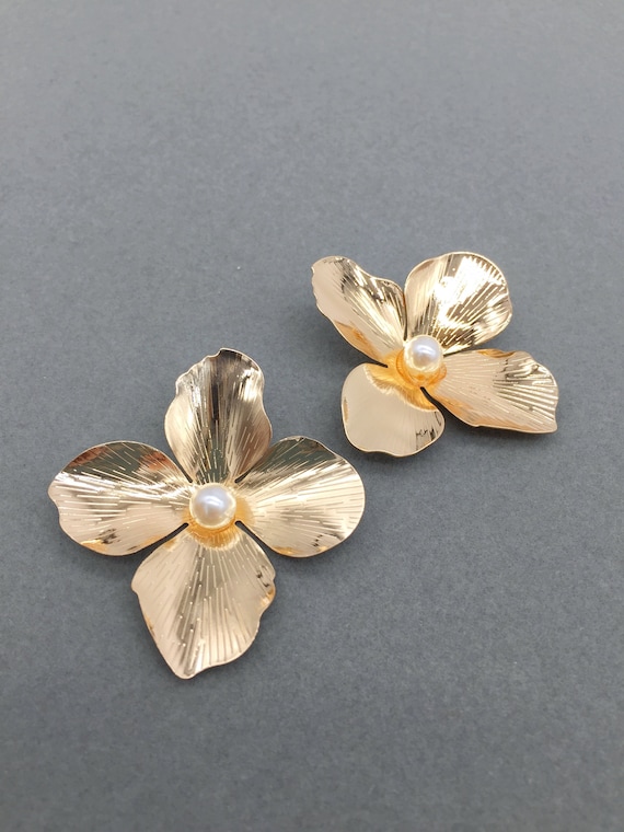 2 X Extra Large Gold Flower Embellishment Gold Flower - Etsy