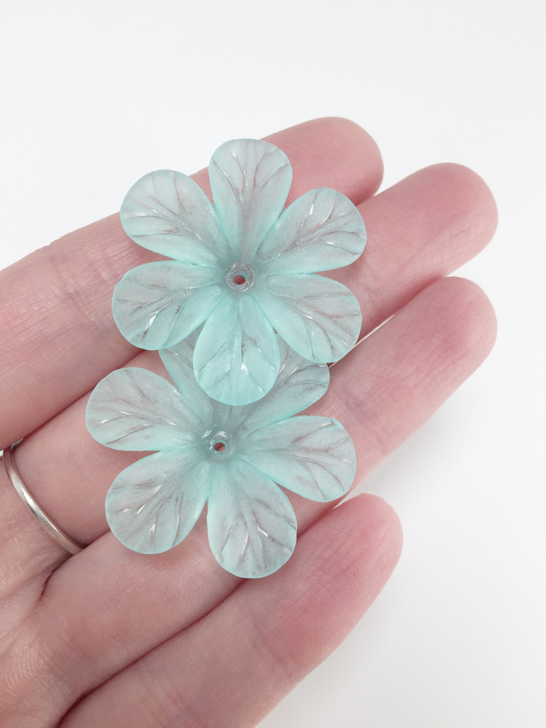 10 X Large Frosted Blue Flower Beads Lucite Flowers Beading Flowers for ...