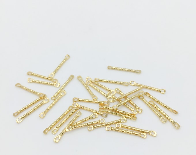 20 X 18K Gold Textured Bar Connectors, Gold Plated Stick Connector Bars ...