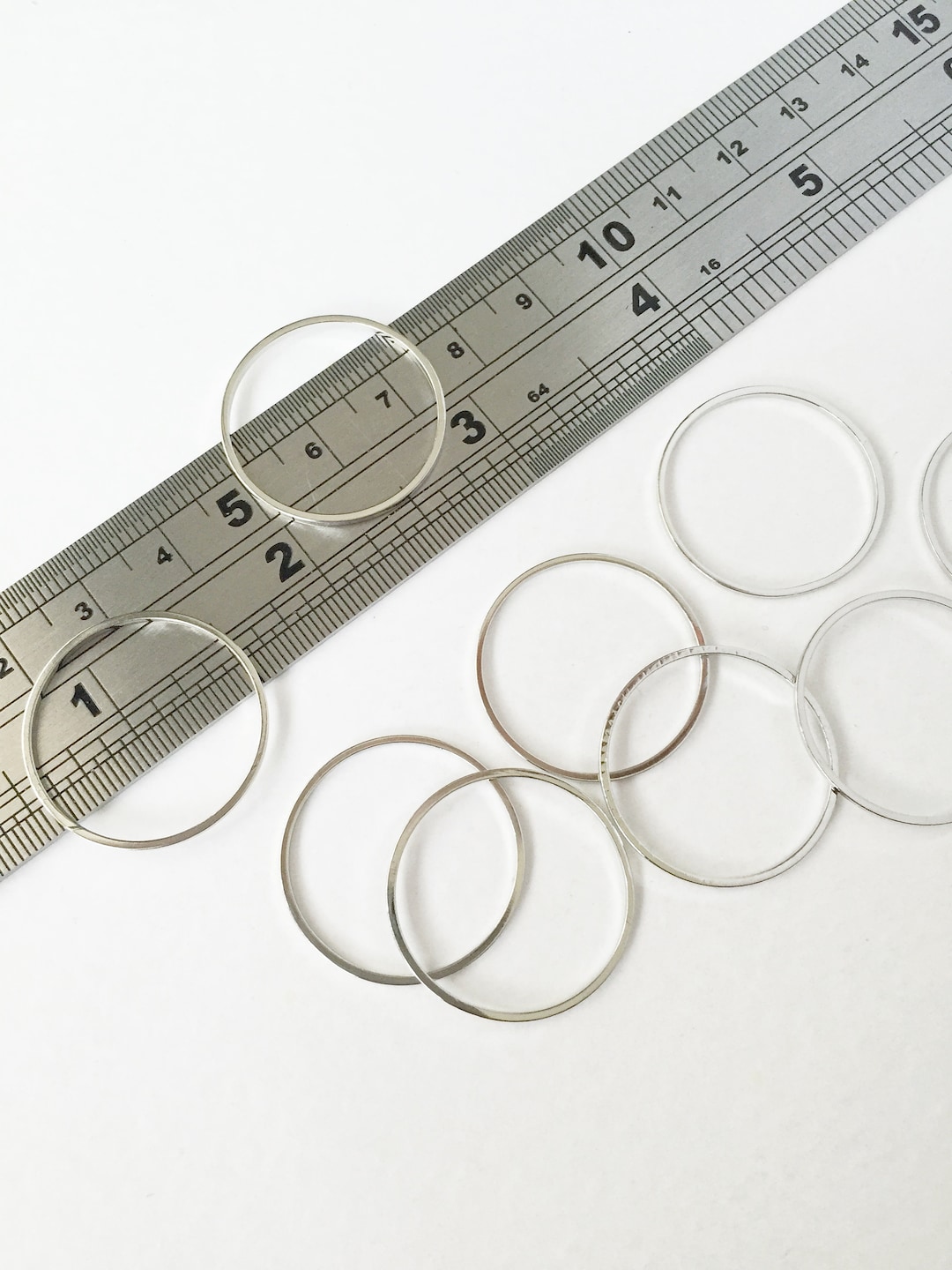 12 X Brass Hoop Connectors, Platinum Tone Round Linking Rings, 25mm ...