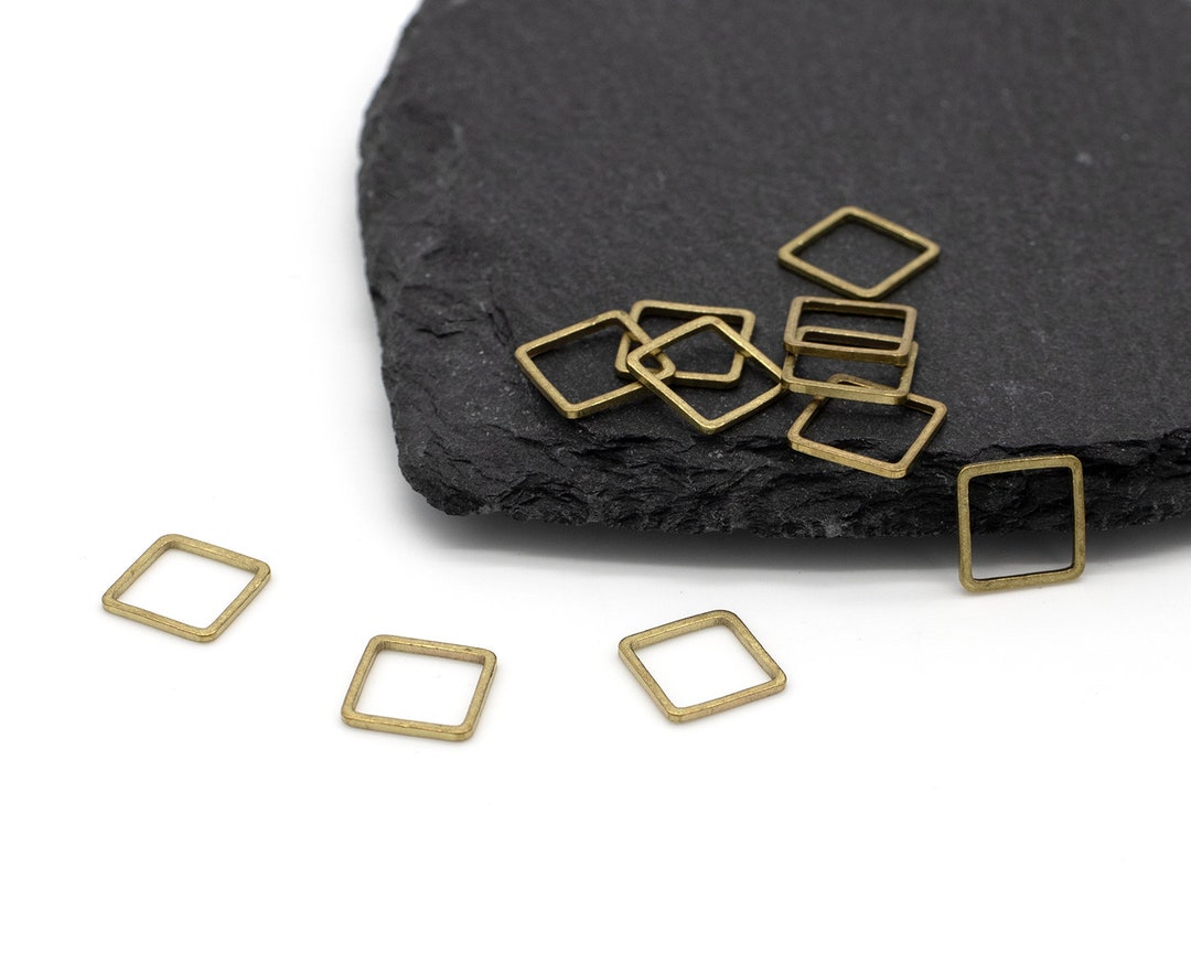 24 X Raw Brass 10mm Square Connectors, Open Square Brass Links, Square ...
