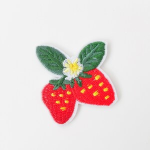 Strawberries Iron-on Patch, Berry Badge, Embroidered Fruit Motif ...