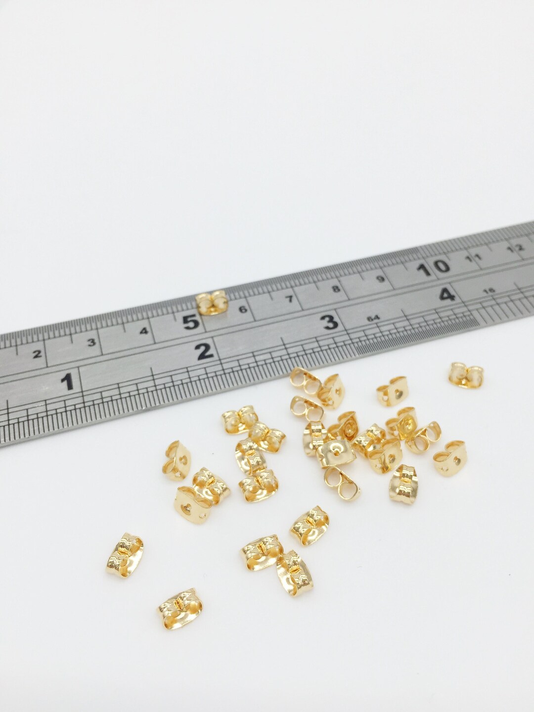 40 X 18K Gold Earring Nuts, 6x4.5mm Real Gold Plated Stud Backs ...