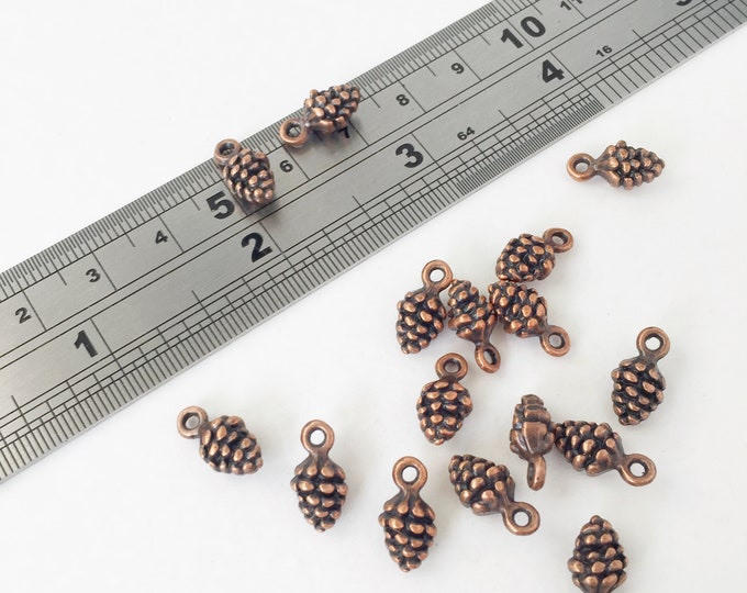 19 X Copper Pine Cone Charms Antique Copper Pine Cone Beads Vintage ...
