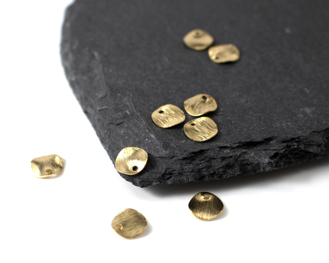 20 X Raw Brass Wavy Coins , 8mm Wavy Charms, Textured Tiny Charms ...