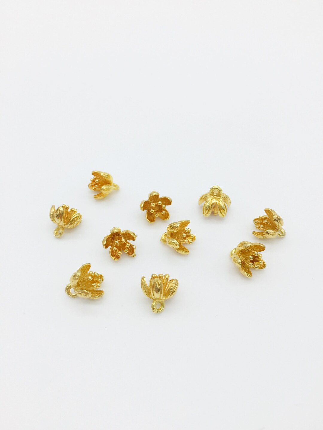 10 X Tiny Gold Flower Charms, 9mm - Etsy UK