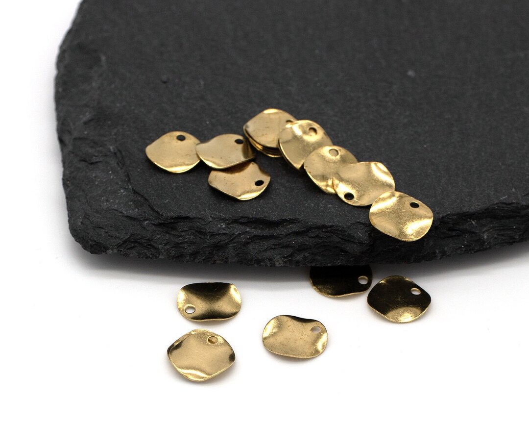 40 X Raw Brass Wavy Coins, 10mm Wavy Charms, Smooth Charms, Curved ...