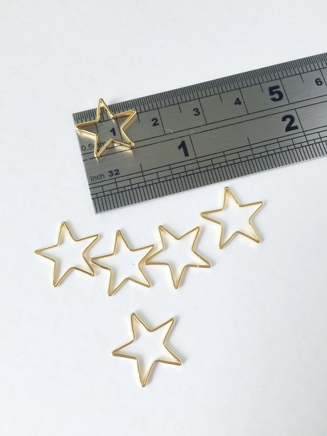 10 X 18K Gold Star Connectors, Gold Plated Brass Star Connectors, 14mm ...