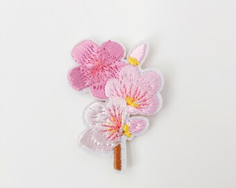 Double Sakura Flower Iron-on Patch, Cherry Blossom Badge, Japanese ...