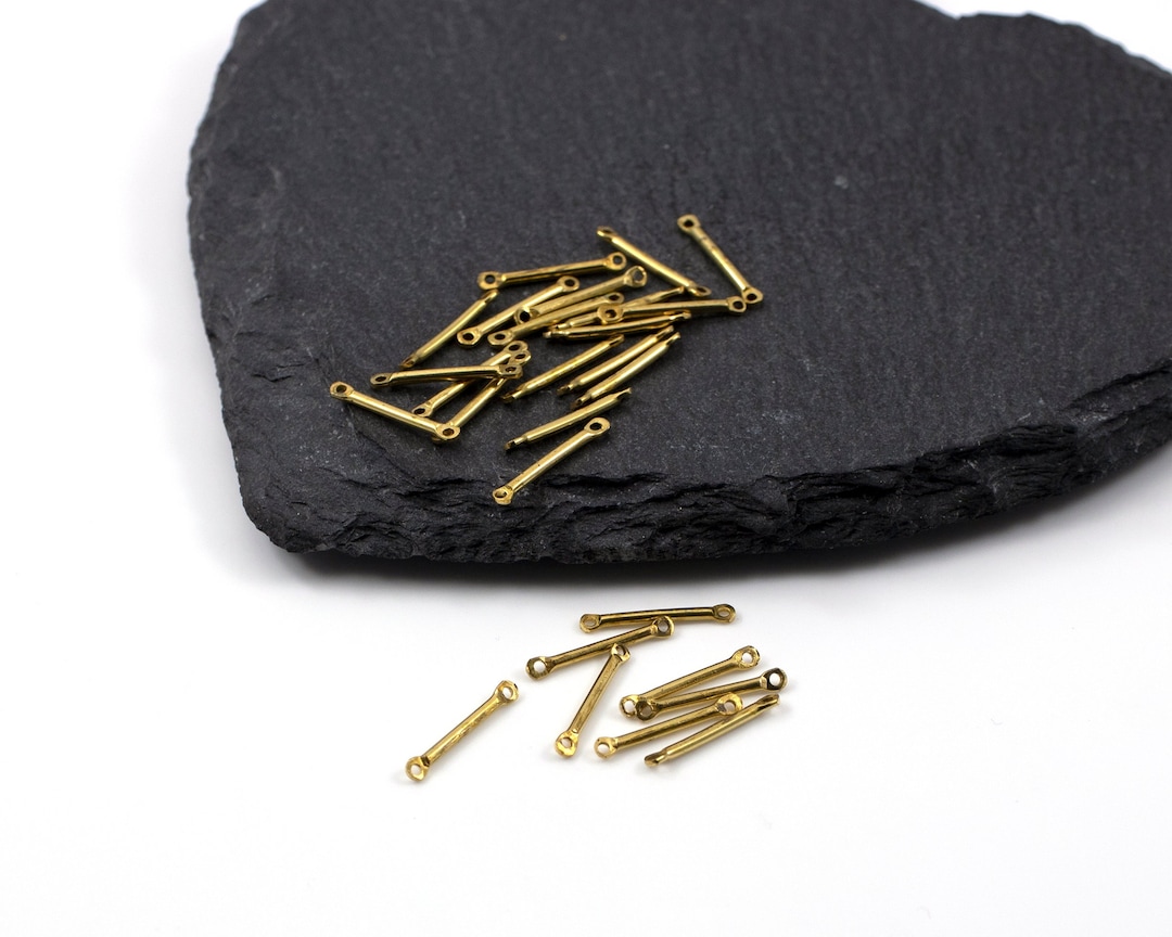 40 X Raw Brass Bar Connectors, Small Connector Bars, Brass Connectors ...