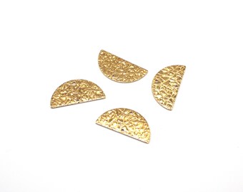 Brass Half Round Charms Half Round Textured Raw Brass Connector With 2 ...