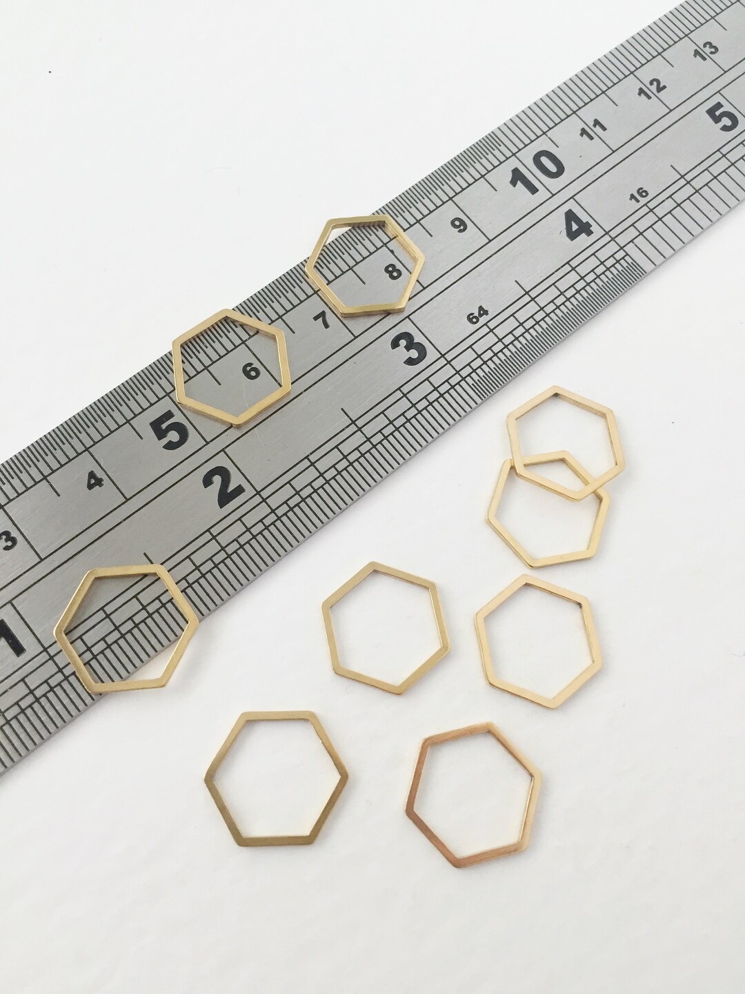 8 X Stainless Steel Hexagon Connectors, Gold Plated Hexagon Linking ...