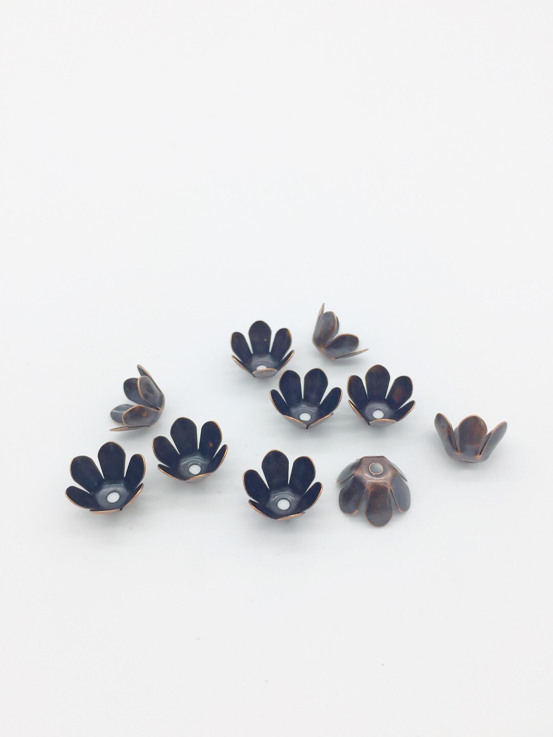 10 X Antique Copper 10mm Flower Bead Caps, Vintage Look Metal Flower ...