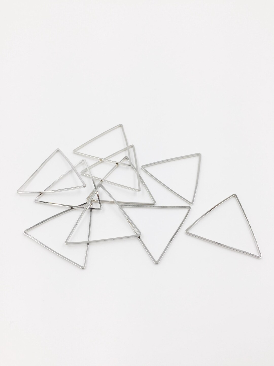 10 X Platinum Open Triangle Connectors, 25x27mm Silver Tone Triangle ...