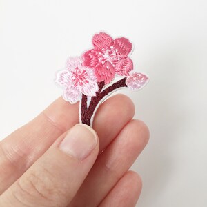 Pink Sakura Iron-on Patch, Cherry Blossom Badge, Flower Embroidery ...