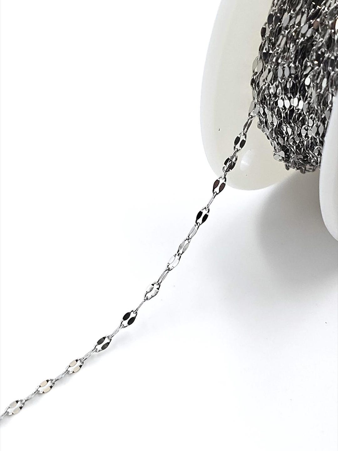 1 Metre X Extra Fine Stainless Steel Lip Chain, Silver Lip Chain With ...