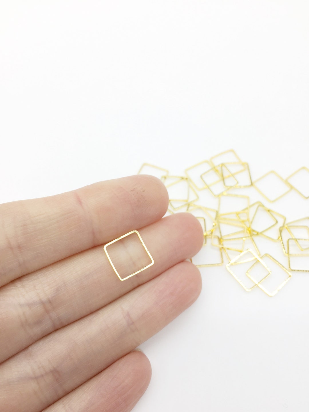 30 X Gold Square Connectors, Square Metal Linking Rings, 10mm Square ...