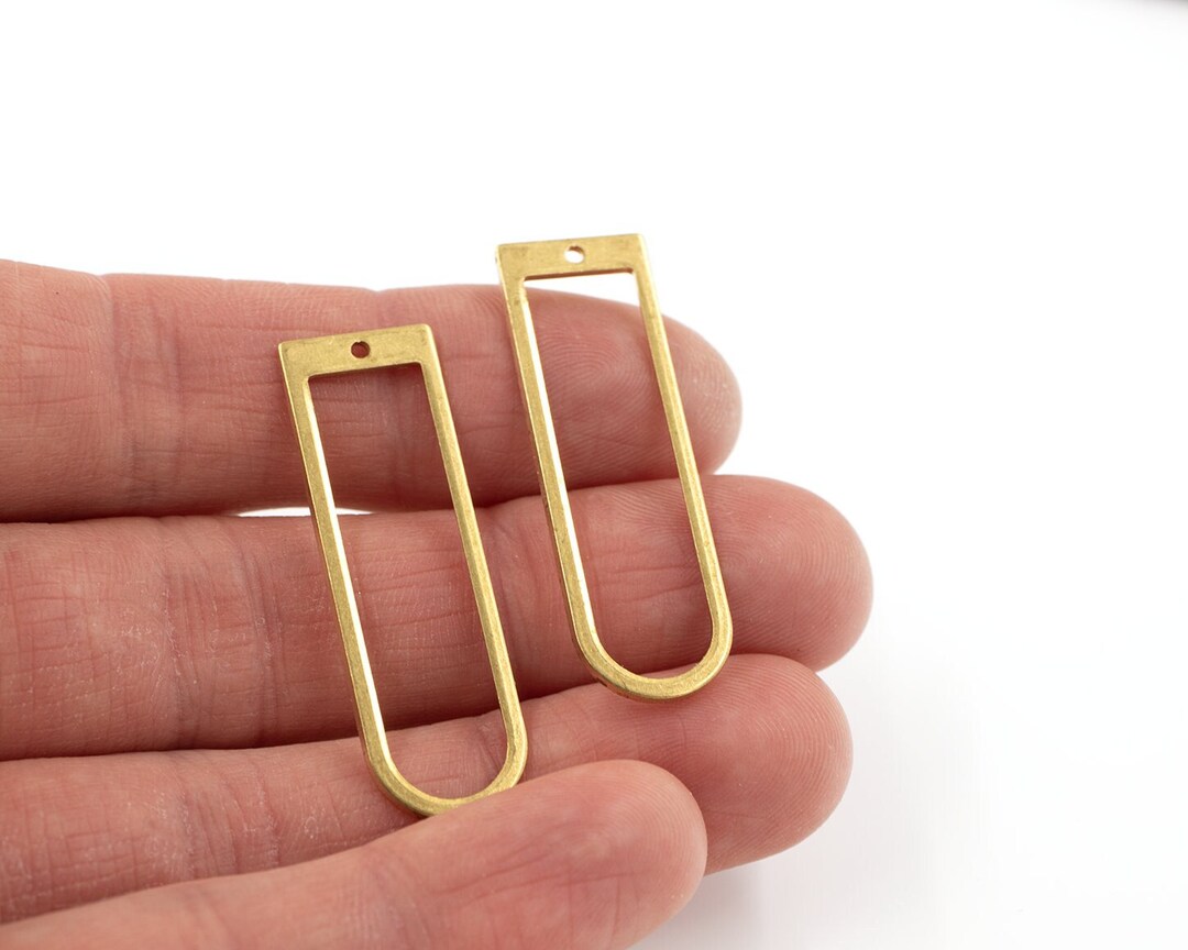 4 X Raw Brass Long D Shape Charms, Gold Tone D Shape Pendants, Open ...