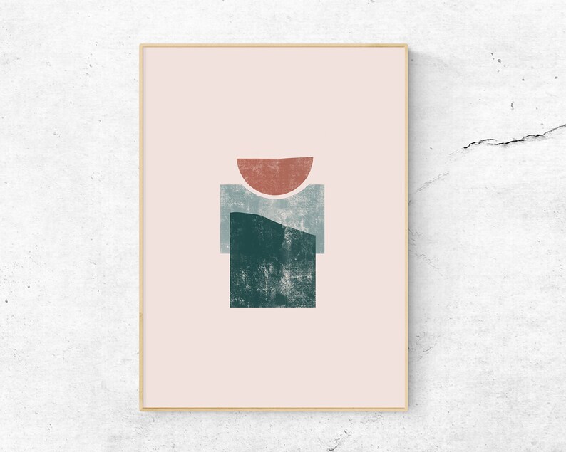 Abstract Block Print Painting Set of 2 Printable Digital Download Wall ...