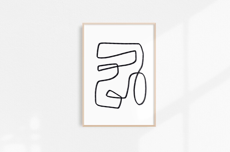 Abstract Line No. 7 One Line Drawing Printable Wall Art Digital ...