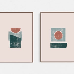Abstract Block Print Painting Set of 2 Printable Digital Download Wall ...