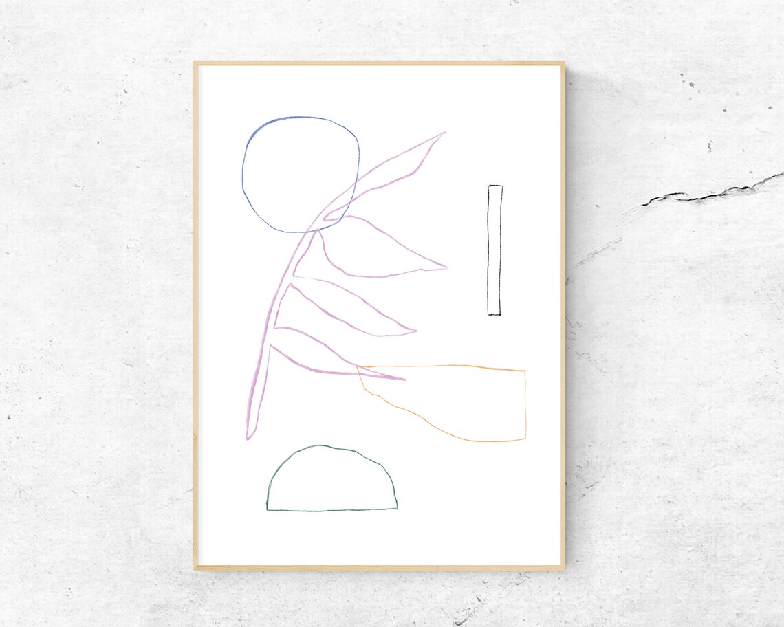 COLOR SKETCH Abstract Line Drawing Printable Art Digital | Etsy