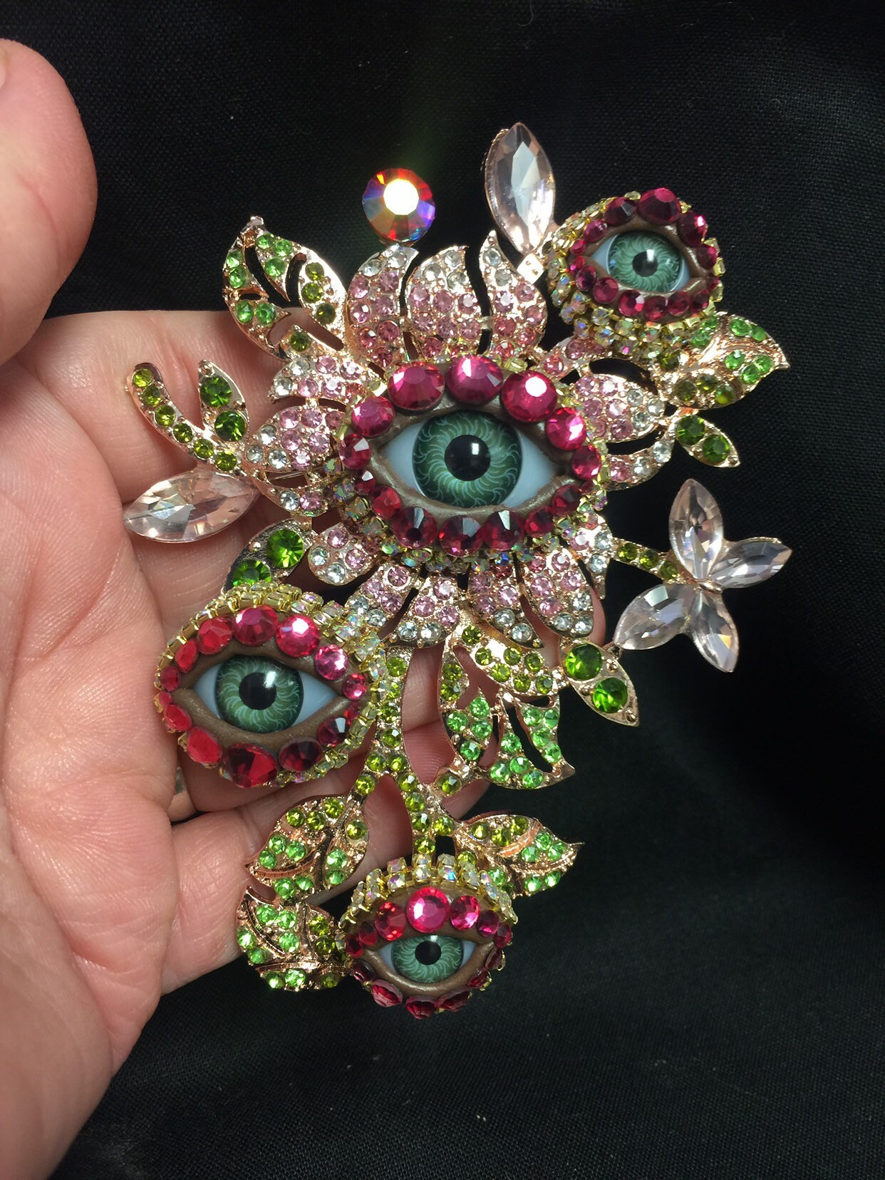 Huge Dramatic Multi Eye Eyeball Art Brooch with Natural Green | Etsy