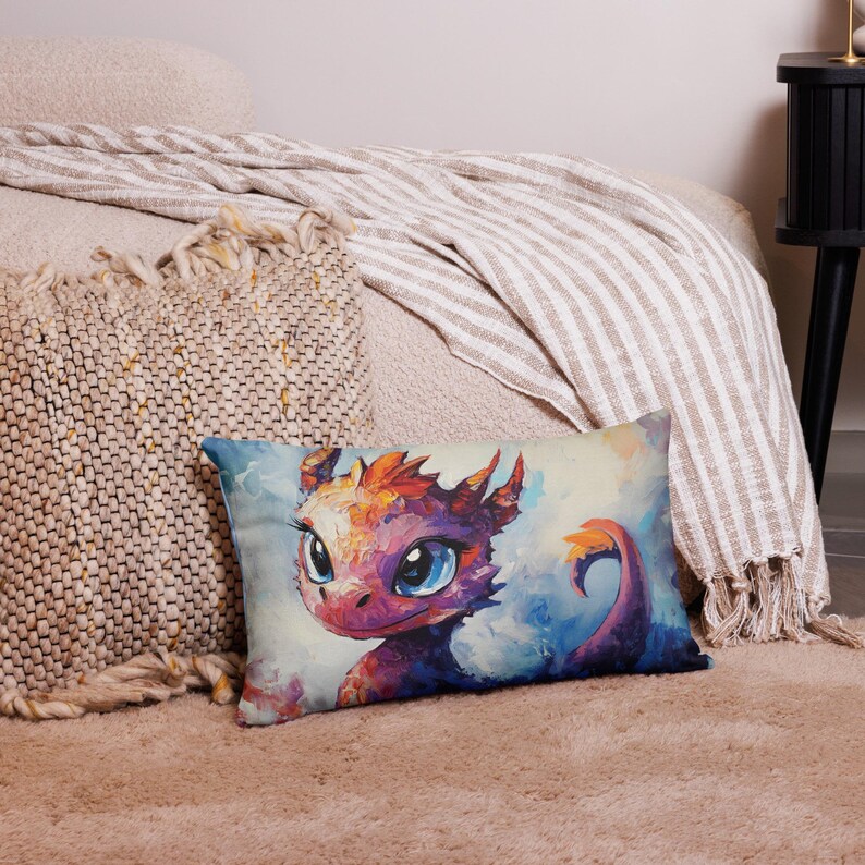 Kawaii Dragon Accent Pillow - Cute Dragon Pillow Gift for Dragon Lovers ...