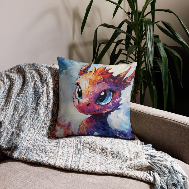 Kawaii Dragon Accent Pillow - Cute Dragon Pillow Gift for Dragon Lovers ...