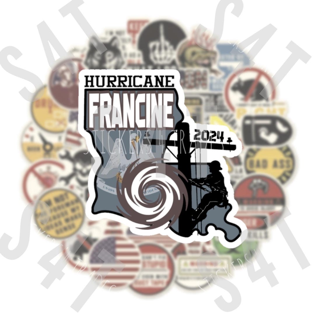 2024 Hurricane Francine Lineman Hard Hat Sticker Tropical Storm ...
