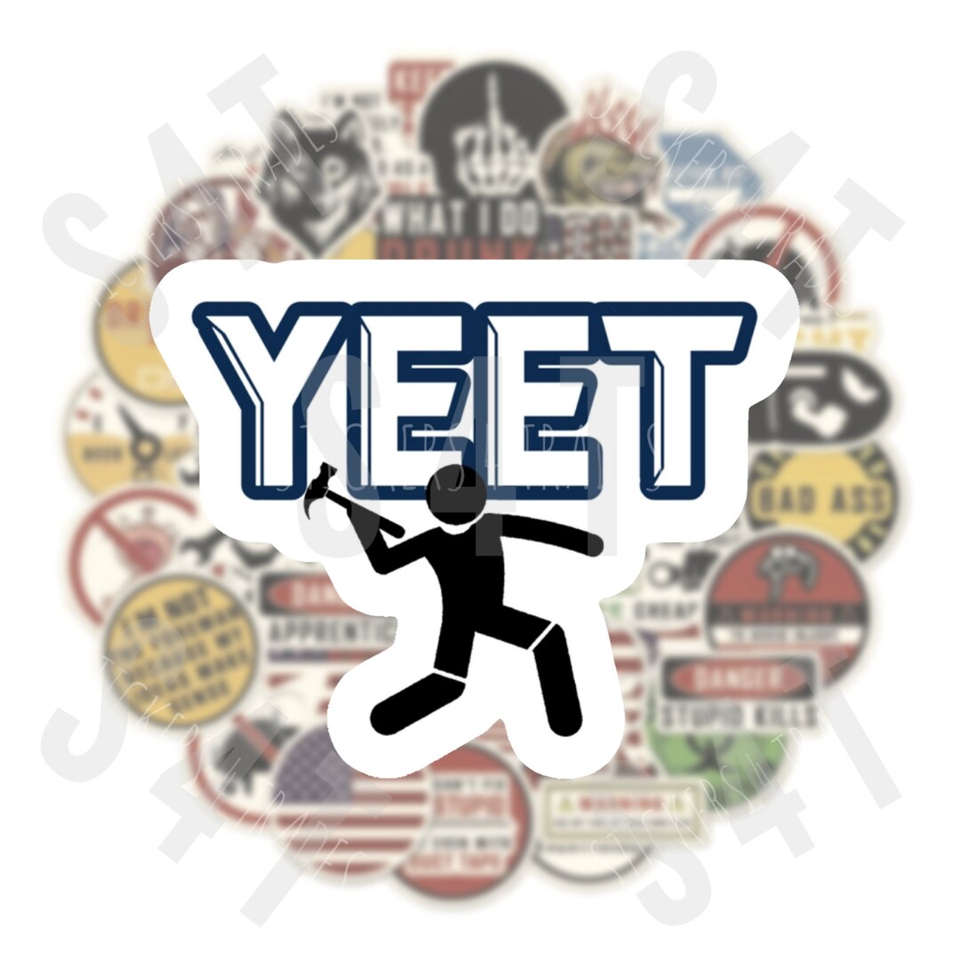 Yeet Hammer Throw Hard Hat Sticker Vinyl Decal Construction Union ...
