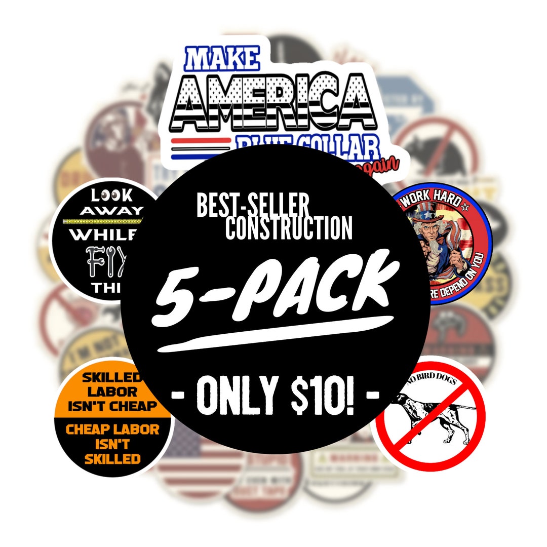 Blue Collar Construction Sticker Bundle Hard Hat Decals Tradesman Badge ...