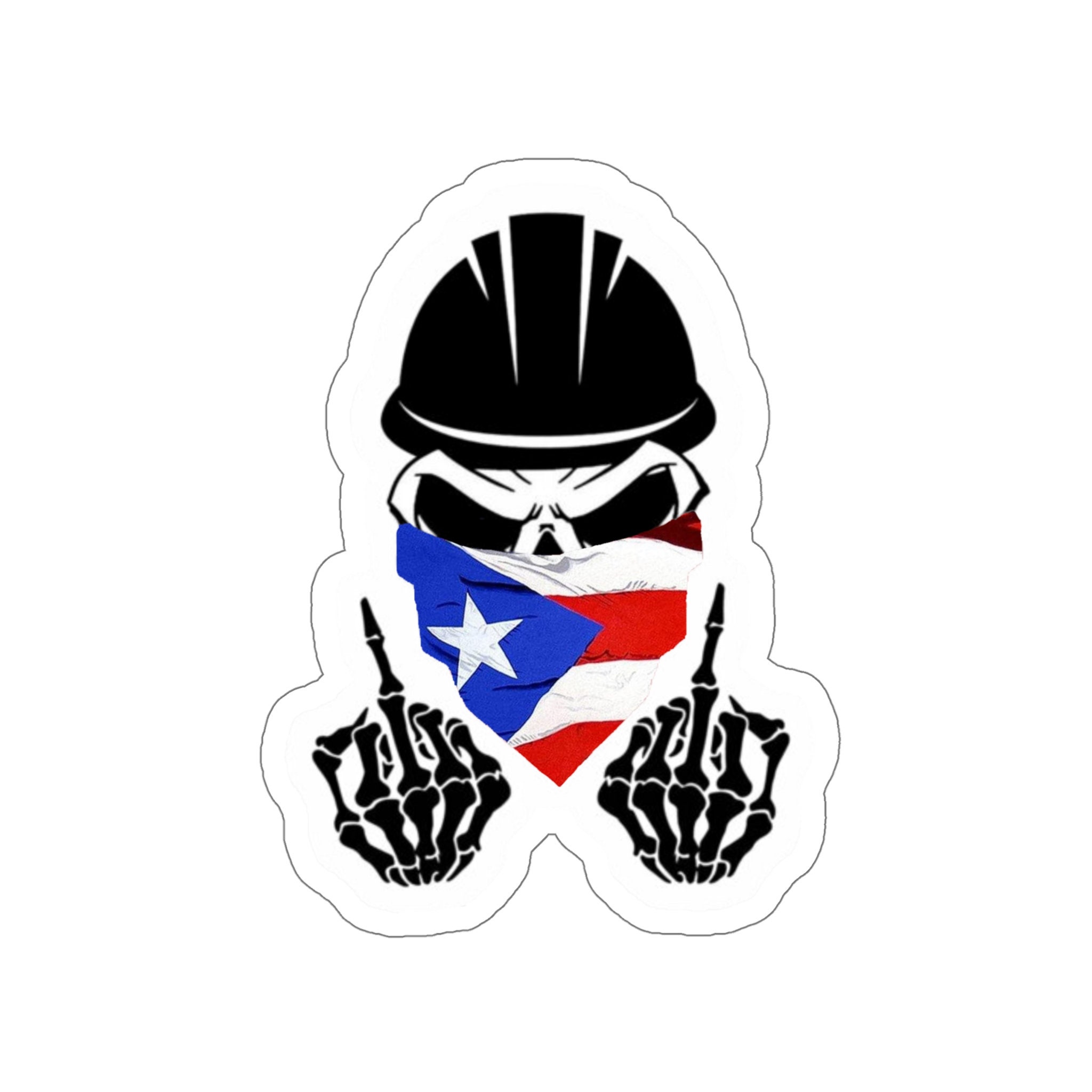 Puerto Rico Hard Hat Sticker Skull Middle Finger Decal - Etsy