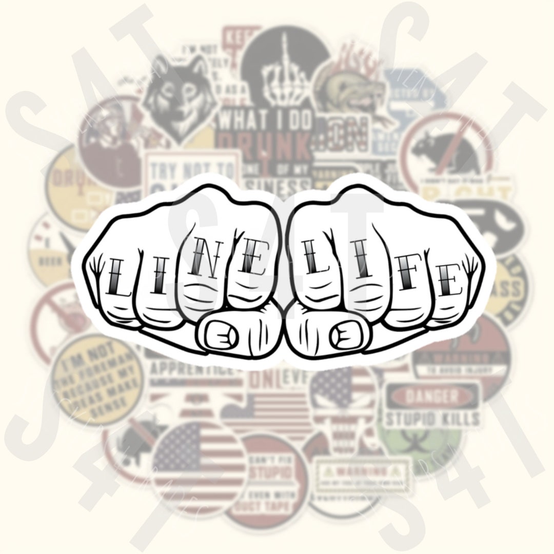 Lineman Line Life Knuckles Hard Hat Sticker Tattoo Gift for Husband ...