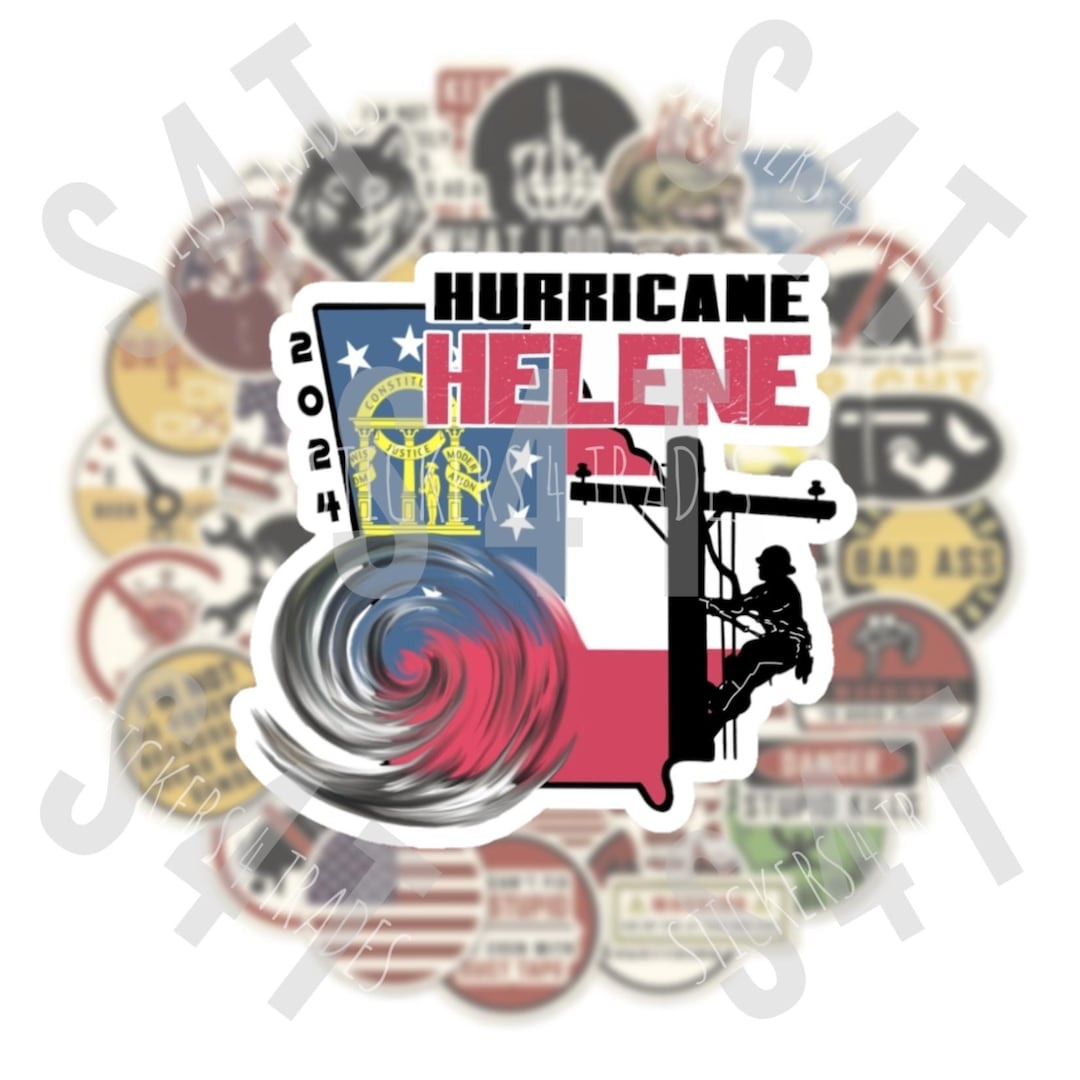 2024 Hurricane Helene Georgia Lineman Hard Hat Sticker Tropical Storm ...