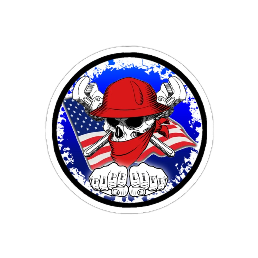 Pipe Life Skull Fitter Hard Hat Sticker America Decal Waterproof Vinyl ...